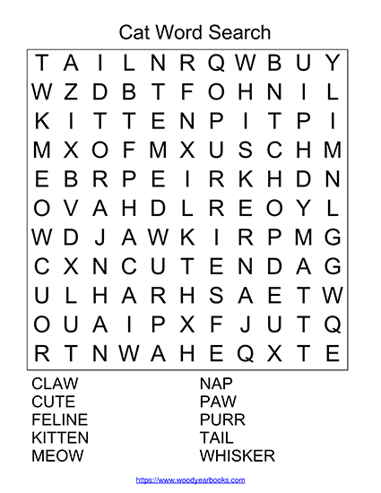 Easy Cat Word Search For Seniors – Woodyear Books