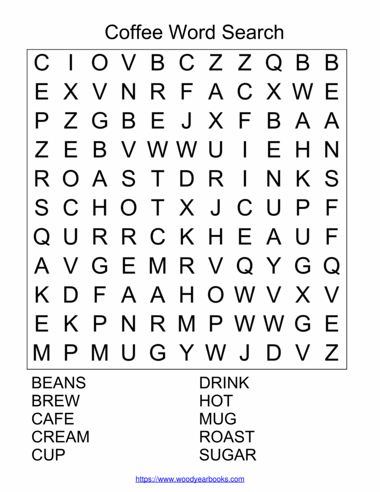 Easy Coffee Word Search For Seniors – Woodyear Books