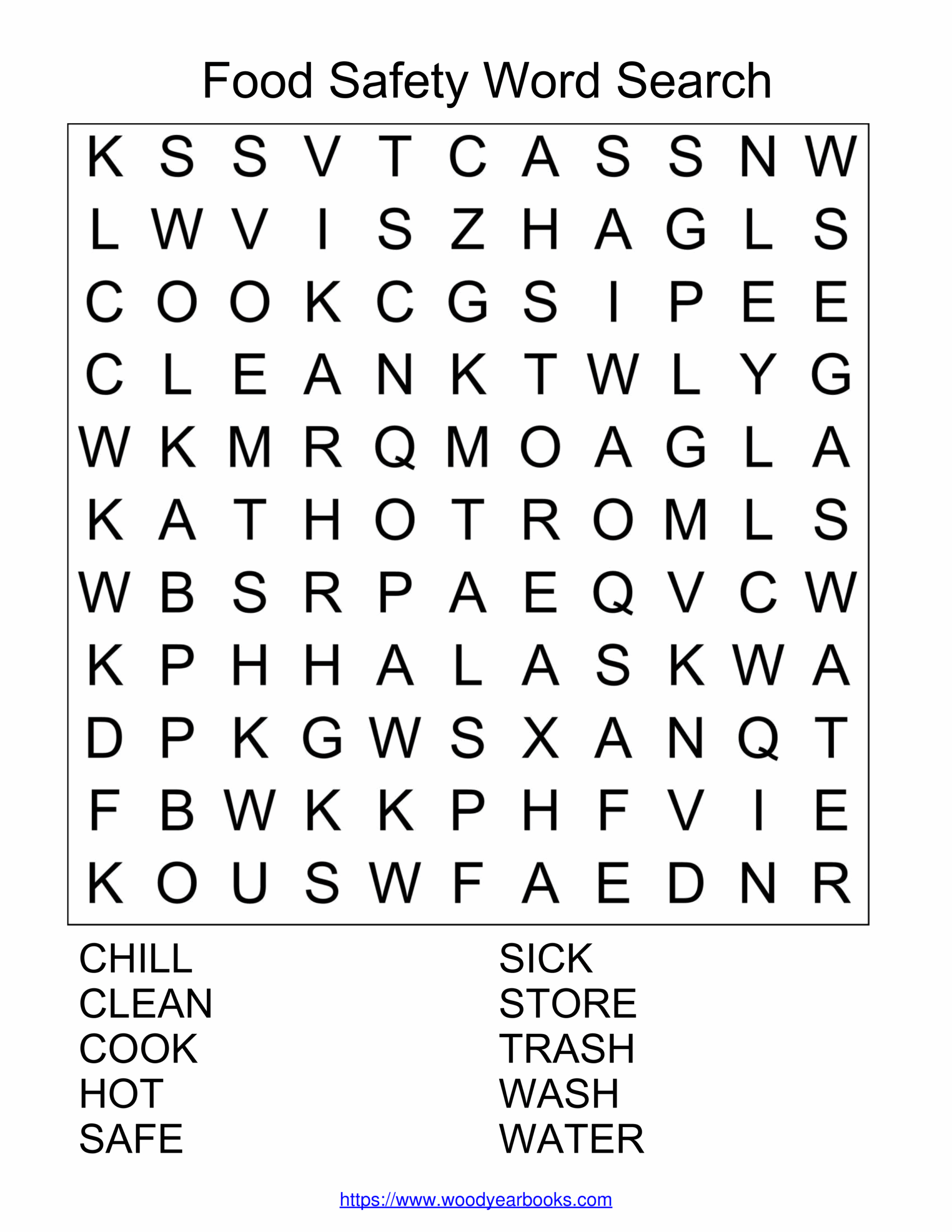 Easy Food Safety Word Search For Seniors – Woodyear Books