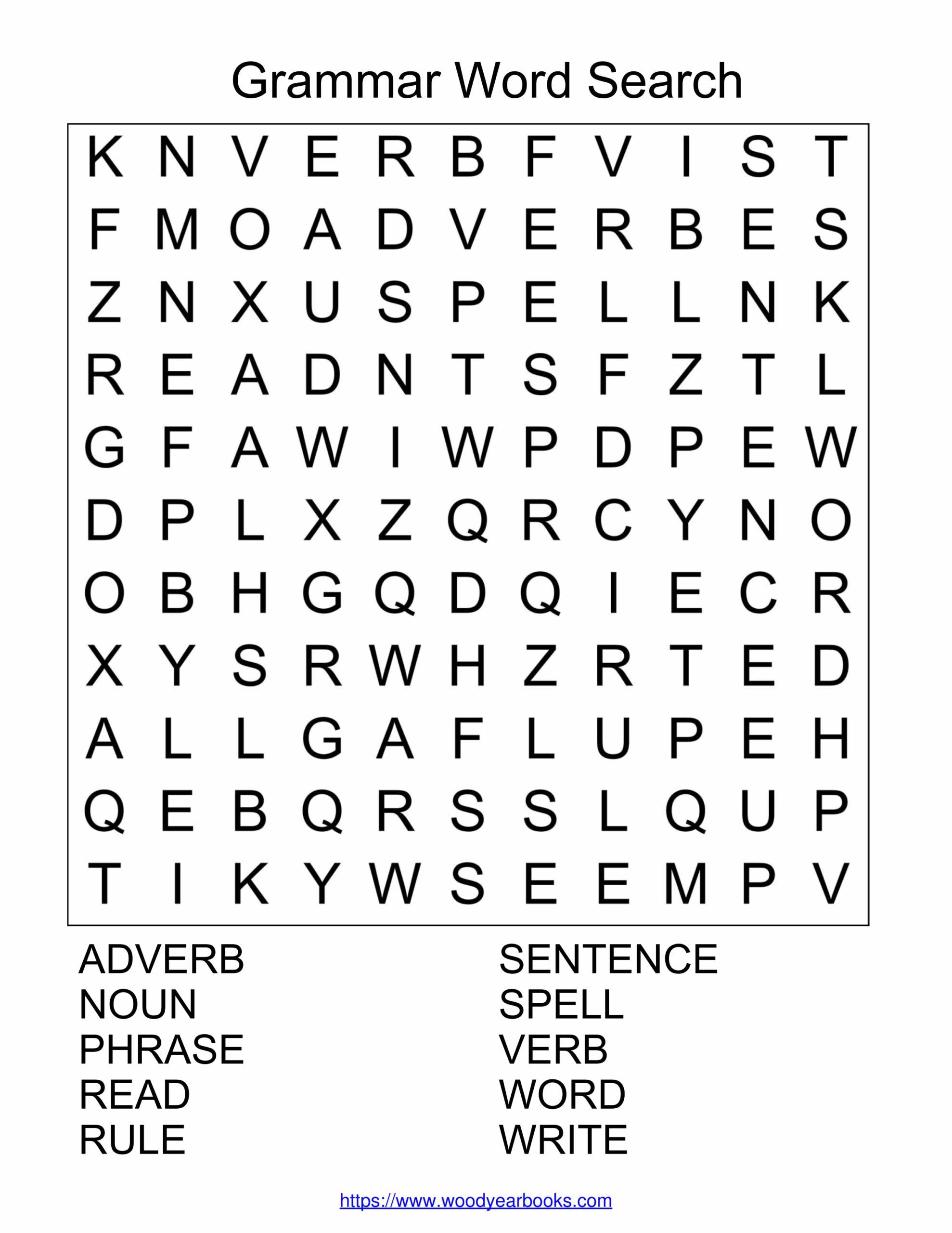 Easy Grammar Word Search For Seniors – Woodyear Books